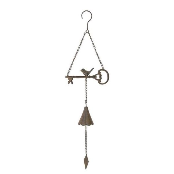 【メーカー直送品：宅配便発送（代引× 同梱× ラッピング× 対応不可）】アイアン細工のハンギングベルです。ベルの上には微笑ましいオーナメントがアレンジされています。素材はキャストアイアンで、シャビーシックなアンティーク風の雰囲気。インテリア...