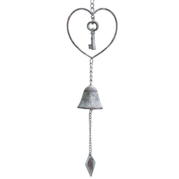 【メーカー直送品：宅配便発送（代引× 同梱× ラッピング× 対応不可）】アイアン細工のハンギングベルです。ベルの上には微笑ましいオーナメントがアレンジされています。素材はキャストアイアンで、シャビーシックなアンティーク風の雰囲気。インテリア...