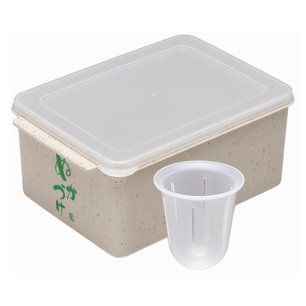 サイズ/約幅23×奥行15×高さ10cm内容量/1個材質/フタ：EVA樹脂本体・水とり器：ポリプロピレン生産国/日本製●ご家庭で漬物をカンタンに漬けられるぬか漬け用容器です。●そのまま冷蔵庫でも保存できるコンパクトな容器です。●ぬか床の水分...