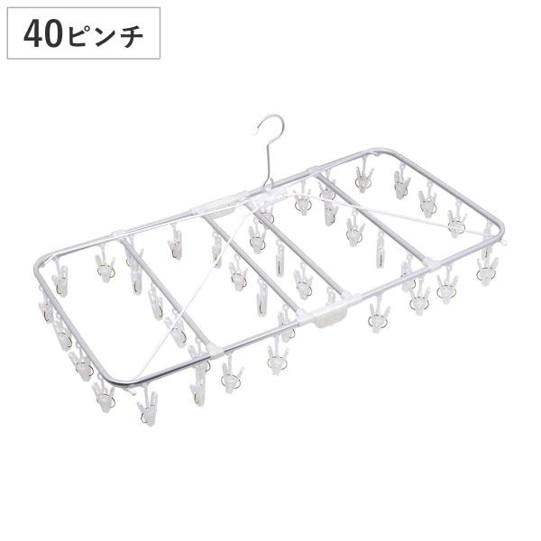 サイズ/約幅73.5×奥行39×高さ35cm重量/約730g内容量/1個材質/本体：アルミ、ポリプロピレンキャップ：ポリエチレンワイヤー：PP被膜鉄線バネ：鋼生産国/中国製●シンプルな見た目で清潔感のある角ハンガーです。●ピンチは40個付い...