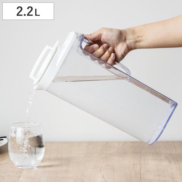 サイズ/約幅15×奥行9×高さ30cm重量/約400g容量/約2.2L内容量/1個材質/本体：AS樹脂ねじ栓：ポリプロピレンパッキン：シリコーンゴム生産国/日本製●タテ置きも、横置きもできて冷蔵庫の収納に便利な冷水筒です。●スリム設計でドア...