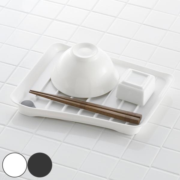 サイズ/約幅23×奥行18×高さ2.5cm重量/約100g内容量/1個材質/トレー：ポリプロピレン止水栓：シリコーンゴム種類/ホワイト、ダークグレー生産国/日本製耐熱温度/120度●食器やカトラリーの水切りができるミニサイズのトレーです。●...