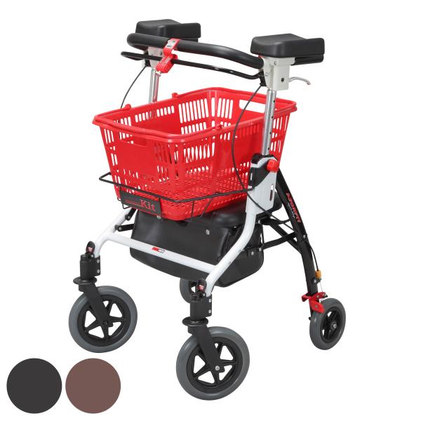 サイズ/本体：約幅55×奥行60×高さ75〜100cm折り畳み時：約幅55×奥行33×高さ76cm座面：約幅37×奥行27×厚み3.5cm座席高さ：約47cmグリップ内寸：42cm重量/約8.5kg内容量/1台付属品：肘置き、カゴ受けキット...