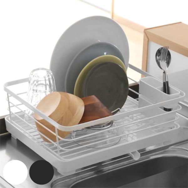 サイズ/約幅31.2×奥行40.1×高さ14.6cm※排水口含む最大寸法内容量/1台付属品：箸立て×1個材質/本体：鉄（樹脂コーティング）トレー・箸立て・排水口：ポリプロピレン止水栓：シリコーンゴムゴム脚：塩化ビニール樹脂種類/ホワイト、ブ...