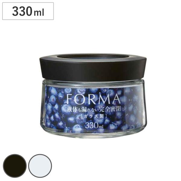 サイズ/約高さ7.3cm直径：約10cm重量/約249g容量/約330ml内容量/1個材質/本体：ソーダガラスフタ：ポリプロピレンパッキン：シリコーンゴム種類/ブラック、ホワイト生産国/中国製●乾物から液体まで保存できる、完全密閉のガラスポ...