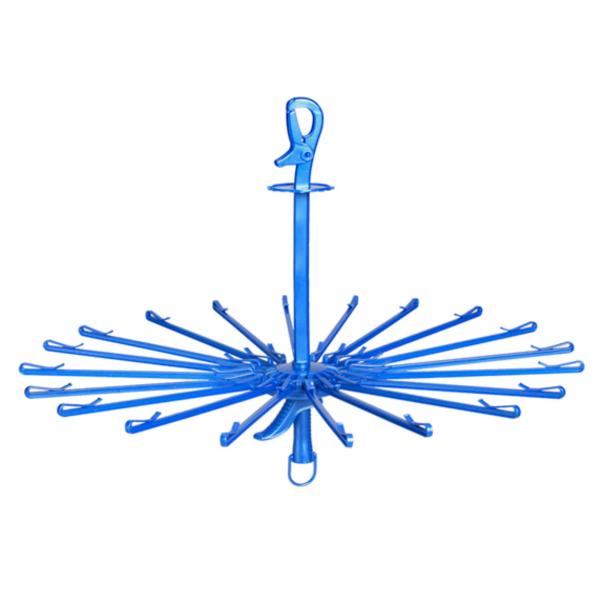 サイズ/約高さ53cm直径：約81cm内容量/1個材質/ポリプロピレン、鋼線生産国/中国製●一度にまとめて干せるアーム20本タイプです。●洗濯物を均等に広げて干せます。●落下防止のストッパー付きです。●グリップを握るとフックが開くので竿に楽...