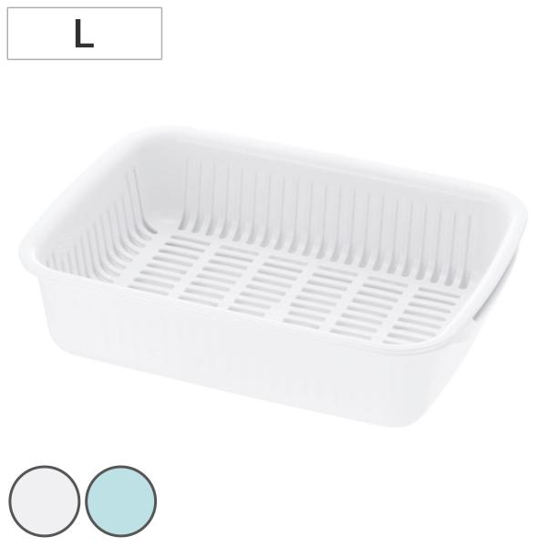 サイズ/約幅35×奥行26×高さ9.2cm容量/約4.5L内容量/1個材質/ポリプロピレン種類/ホワイト、ミントブルー生産国/日本製耐熱温度/120度耐冷温度/-20度●少量の食器や野菜の水切りに使いやすいサイズの水切りバットです。●抗菌加...
