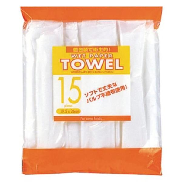 サイズ/約横26×縦19.5cm内容量/15個材質/パルプ不織布生産国/日本製●レジャーやBBQに便利な使い捨ておしぼりです。●安心の日本製です。●ソフトで丈夫なパルプ不織布を使用しています。ピクニック BBQ つかいすて 行楽 遠足 使い...