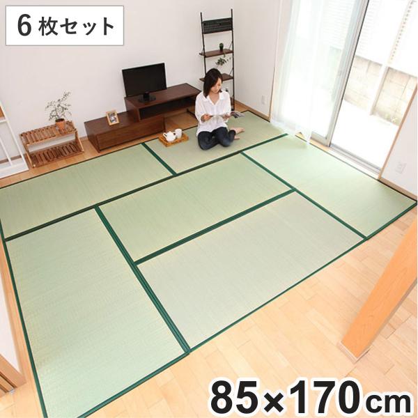 サイズ/厚さ：約1cm1枚あたり　約85×170cm内容量/6枚材質/表面：い草100％床（とこ）：い草3層裏面：不織布・エンボススリップ止め付き縁布：ポリエステル・ポリプロピレン生産国/日本製●蒼（い草4層）　二つ折り　約85×170cm...