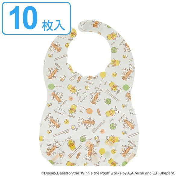サイズ/約横23.5×縦34.5cm内容量/10枚入り材質/不織布（ポリエチレン）生産国/中国製●カラフルなプーさんのイラストが描かれたベビーエプロンです。●薄くてコンパクトに折りたためる使いきりタイプなので外出時に便利です。●食べこぼしを...