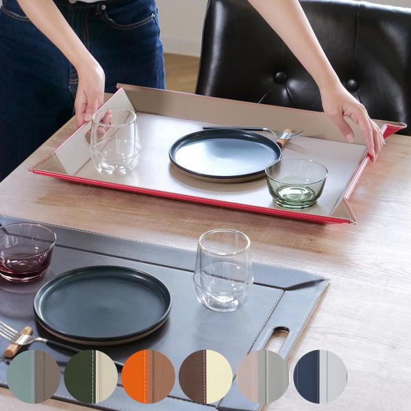 サイズ/約幅55×奥行41×高さ0.8cmトレー使用時：約幅44.5×奥行30.5×高さ5.5cm重量/約800g内容量/1枚材質/表地：ポリウレタン、ポリプロピレン芯材：MDF（中密度繊維版）種類/ブラウン×アイボリー、オレンジ×トープ、...