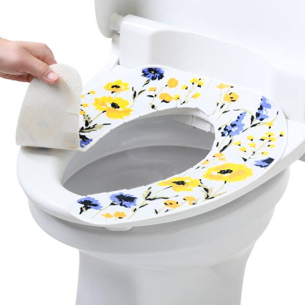 サイズ/洗浄・暖房タイプ、普通（O型・U型）タイプ兼用内容量/1組材質/表面：ポリエステル100％裏面：アクリル樹脂(緑茶消臭カテキン入)生産国/日本製●トイレ空間に映える華やかなデザインの「ハーバリウム」シリーズの吸着便座シートです。●粘...