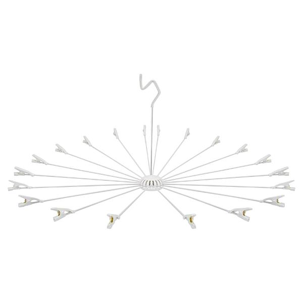 サイズ/約高さ40cm直径：約81.5cm収納時：約直径11×高さ48cm内容量/1個材質/ポリプロピレンポリエチレン被膜鉄線生産国/中国製●バネ付きクリップで洗濯物をしっかり止められるパラソルハンガーです。●アームが20本付いておりタオル...