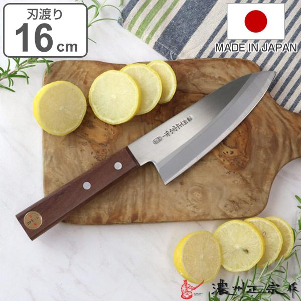 サイズ/約28cm刃渡り：約16cm内容量/1本材質/刃部：高級刃物用特殊ステンレス鋼柄部：天然木（ローズウッド）生産国/日本製●刃渡り16cmの出刃包丁です。●魚の三枚おろし、刺身の盛り合わせなど、主に魚料理に用いる本格出刃包丁は刃の厚み...