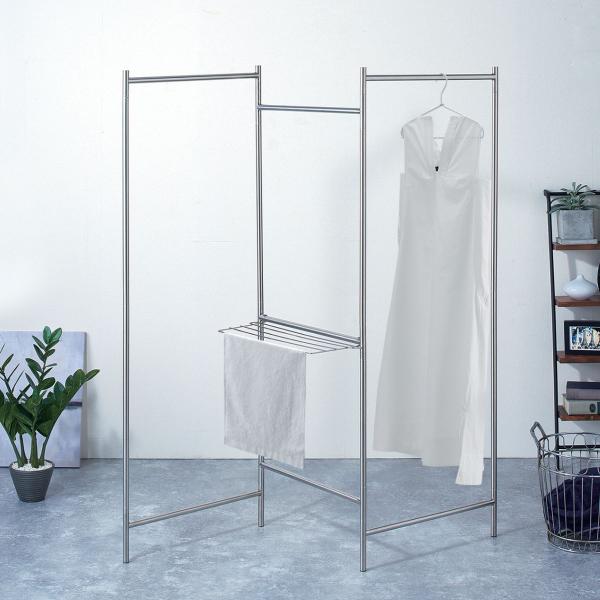 サイズ/約幅108×奥行54×高さ150cm使用時：約幅54〜108cm収納時：約幅54×奥行6×高さ150cm重量/約2.2kg内容量/1セット材質/本体：ステンレスパイプ樹脂部品：ポリプロピレン金属部品：ステンレス生産国/中国製耐荷重/...