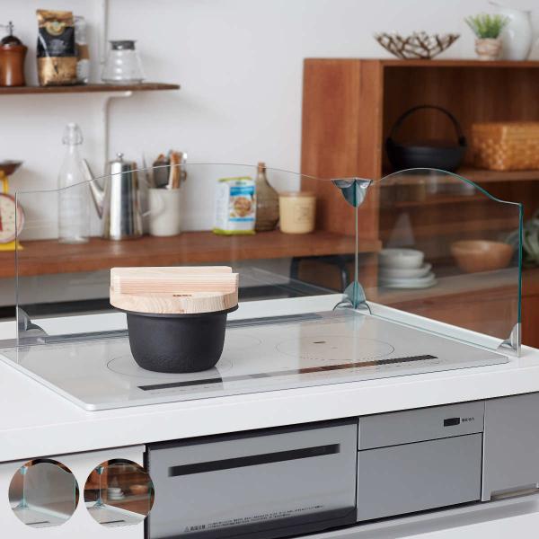 サイズ/約幅70×奥行50.6×高さ30cm重量/約5kg材質/強化ガラス：ソーダ石灰ガラス留め金具／スペーサー：ステンレスSUS430種類/ミストラル、クリア生産国/日本製耐熱温度/200度●油ハネや汚れをしっかりガードします。●金具にガ...