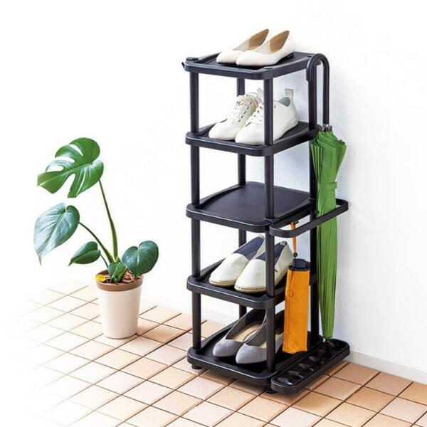 【商品詳細】サイズ/約幅36×奥行31×高さ85cm 内容量/1個 付属品：フック1個・キャップ4個、フック付き傘立てリング、取り外し可能傘受けトレイ 材質/ポリプロピレン 耐荷重/全体耐荷重：7kg、フック部分耐荷重：0.5kg、傘立てリ...