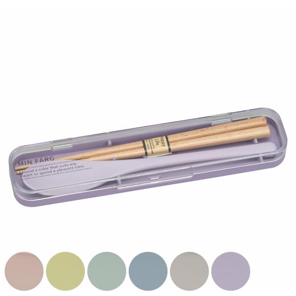 サイズ/約幅19.5×奥行4.5×高さ2cmお箸・スプーン：約18cm内容量/1個（お箸・スプーン・ケース）材質/本体：ABS樹脂蓋：AS樹脂お箸：天然木スプーン：耐熱ABS樹脂種類/ピンク、イエロー、グリーン、ネイビー、グレー、パープル生...