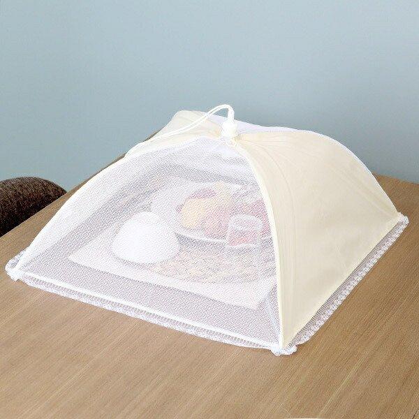 サイズ/約幅63×奥行50×高さ22cm内容量/1個材質/生地：ポリエステル65％、綿35％レース：ポリエステル100％樹脂：ポリエチレン100％骨：グラスファイバー生産国/日本製洗濯/手洗いのみ可能●ホコリや虫、ペットの毛からお料理を守る...