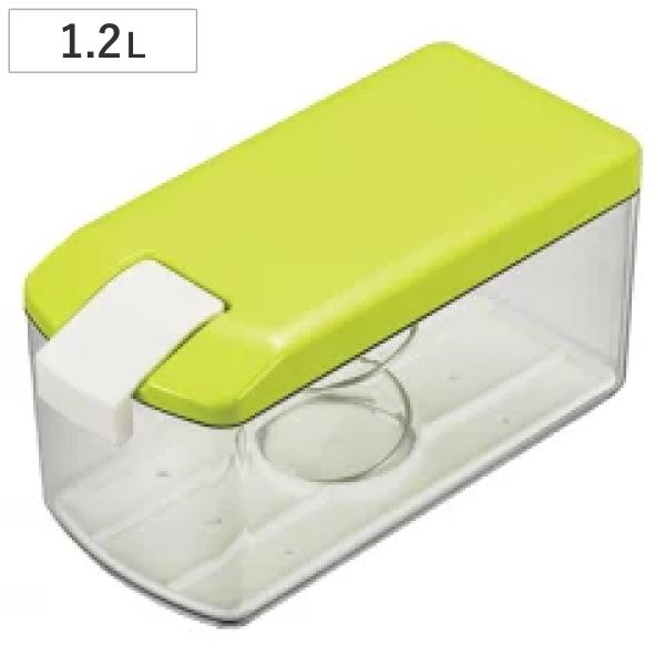 サイズ/約幅9.5×奥行21×高さ10cm重量/約282g容量/満水容量：1.2L内容量/1個材質/本体容器：AS樹脂押板：ポリプロピレン蓋・ロック：ABS樹脂バネ：18-8ステンレス生産国/日本製パーツ別耐熱温度/本体容器・蓋・ロック：約...