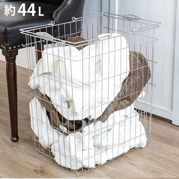 サイズ/約幅40×奥行30×高さ46cm容量/44L内容量/1個材質/ワイヤー（メタル仕上げ）生産国/中国製●深型でたっぷり収納できる容量約44Lのワイヤーバスケットです。●大きな持ち手付きでランドリーバスケットにぴったり。収納バスケットと...