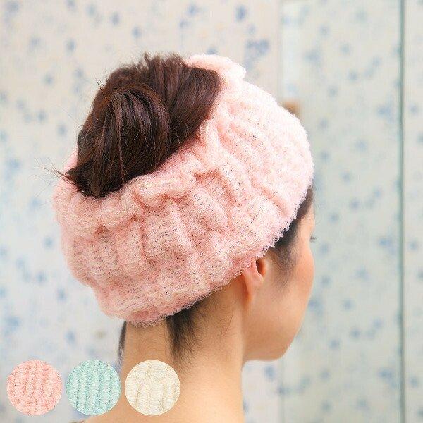 サイズ/約横16×縦13cm※サイズは平置時のものです。内容量/1枚材質/素材：ポリエステル73％・綿25％ナイロン1％ポリウレタン1％種類/ピンク、ブルー、アイボリー生産国/日本製洗濯/洗濯機使用可能乾燥機/使用不可●シャンプー後やヘアケ...