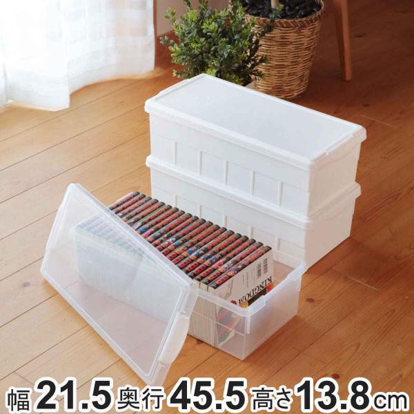 サイズ/約幅21.5×奥行45.5×高さ13.8cm仕切り板：約幅9.2×奥行1.1×高さ6cm重量/約641g内容量/1個材質/ポリプロピレン種類/クリア、ホワイト生産国/日本製スタッキング/可能耐荷重/6kg●コレクションをすっきり整頓...