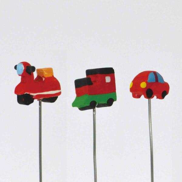 サイズ/約5〜6cm内容量/3本入り（スクーターピック、汽車ピック、車ピック、各1本）材質/レジン、スチール生産国/フィリピン製●スクーター、汽車、車のピックが1本ずつ入った、ミニピック3本セットです。●レジンで作られたとても小さなピックで...