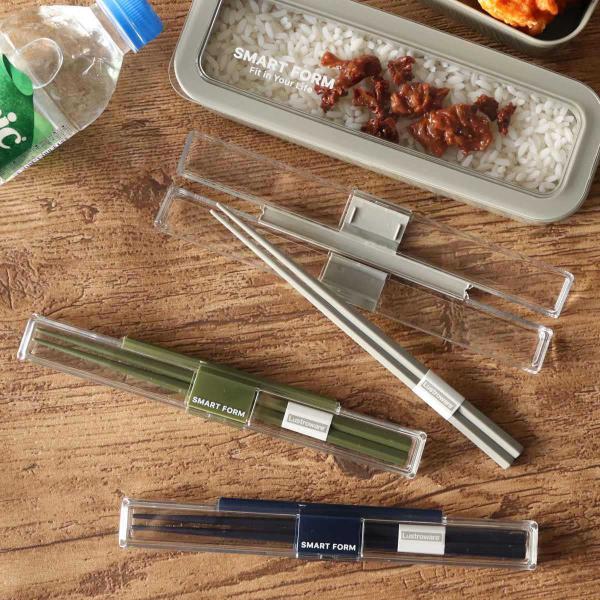 サイズ/約幅20.5×奥行2.8×高さ1.4cm箸：19.5cm内容量/1個（箸箱、箸）材質/本体、蓋：飽和ポリエステル箸：AS樹脂種類/カーキ、ネイビー、ダークグレー生産国/ベトナム製食器洗い乾燥機/使用可能●パッキンとケースを隙間なく一...