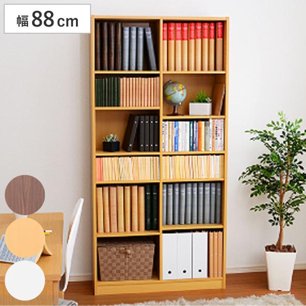 サイズ/約幅88×奥行29.5×高さ180cm重量/約31kg内容量/1台付属品：可動棚板12枚材質/パーチクルボード、MDF、プリント紙化粧合板種類/ダークブラウン、ナチュラル、ホワイト組立状態/お客様組立品梱包サイズ/(2-1)幅95x...