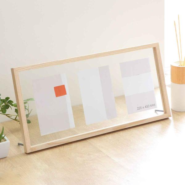 サイズ/約幅45×奥行2×高さ22cm重量/約890g内容量/1個材質/ナチュラル：ホワイトオーク、ペーパー、ガラスグレー：MDF、ウッドシート、ペーパー、ガラス種類/ナチュラル、グレー生産国/中国製●クリアな余白が写真を引き立てるCANシ...