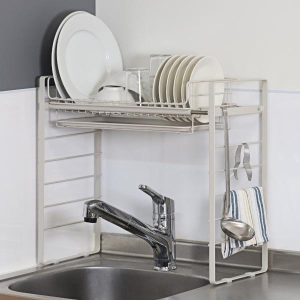 サイズ/約幅44〜70×奥行24.5×高さ46cm重量/約2.5kg内容量/1個材質/バスケット・トレー・側面フレーム：鉄(粉体塗装・亜鉛メッキ)パイプ(大)：ステンレス鋼(粉体塗装)パイプ(小)：ステンレス鋼ゴム足：シリコーンゴム生産国/...