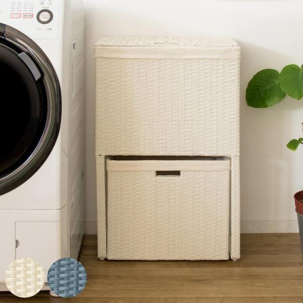 サイズ/約幅50×奥行25×高さ80cm重量/約5.8kg内容量/1台材質/ポリエチレン、スチール（粉体塗装）、綿種類/ブルー、アイボリー生産国/ベトナム製キャスター/付き組立状態/完成品●通気性が良く使い勝手の良いランドリーボックスです。...