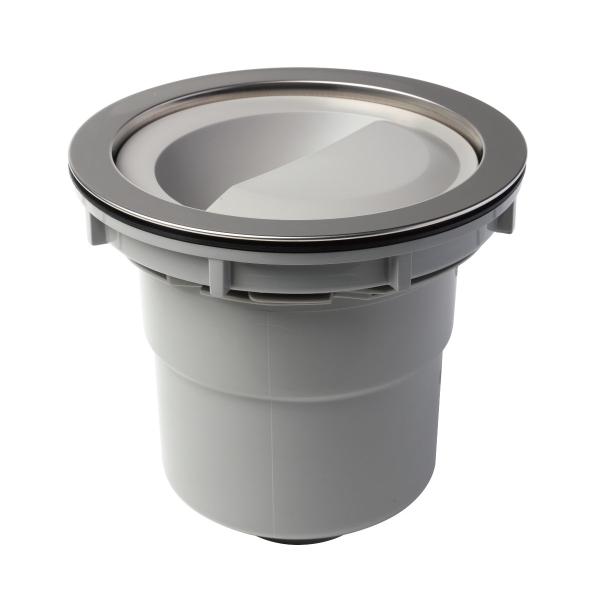 サイズ/約高さ17.2cm直径：約18cm重量/約495g内容量/1個（本体・ロックナット・ゴムパッキン・排水プレート・浅型ゴミかご・防臭ワン）材質/本体：ポリプロピレン（口金：ステンレス）ロックナット：ABS樹脂ゴムパッキン：NBR排水プ...