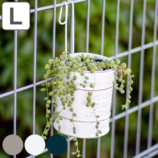 サイズ/約幅10×奥行13×高さ21.5cm内容量/1個材質/ブリキ、アイアン種類/メタル、ホワイト、ネイビー原産国/中国●ドラム缶モチーフのフックポット　Lサイズ●置いても掛けても楽しめる●アンティーク調仕上げ●イメージに合わせて選べる3...