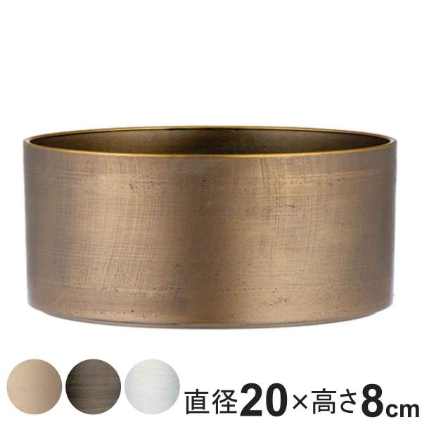 サイズ/約高さ8cm直径：約20cm口径：約19.5cm重量/約290g内容量/1個材質/アイアン種類/アンティークゴールド、ダークブラック、ナチュラルアイアンマット生産国/中国製●アイアン素材の円柱型フラワーベースです。●一枚の板金で作ら...