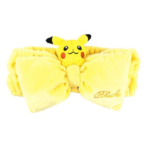 サイズ/約高さ8cm直径：約23.5cm内容量/1個材質/ポリエステル●ピカチュウのマスコットと大きなリボン付きの可愛いヘアバンドです。●柔らかくて伸縮性があります。●洗顔やメイク時など髪をまとめたい時に便利です。●バンド幅が約8cmの太め...