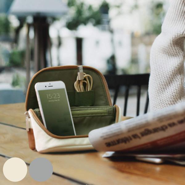 サイズ/外寸：約幅18×奥行6×高さ18cm内寸：約幅16×奥行3×高さ12.5cm内容量/1個材質/綿、ポリエステル、磁石種類/アイボリー、グレー●仕事道具をまとめて入れられ、開くとスタンド代わりに使えるバッグインバッグです。●持ち運びし...