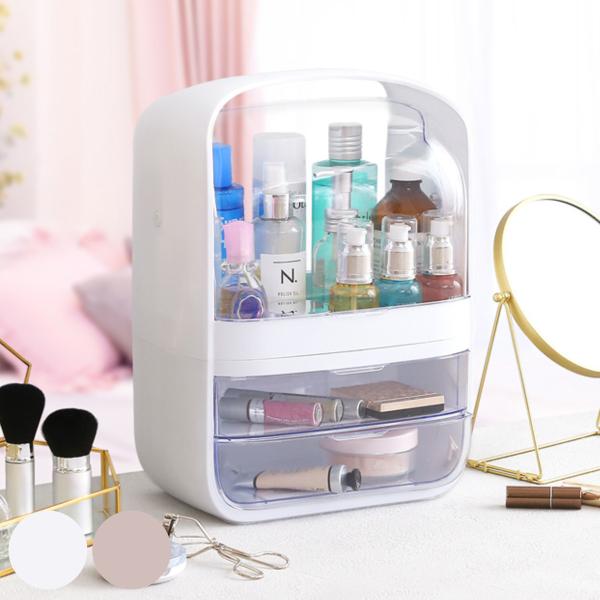 サイズ/約幅26×奥行18×高さ36cm重量/約1.16kg内容量/1個成分/プラスチック種類/ピンク、ホワイト生産国/中国製組立状態/完成品梱包サイズ/幅30×奥行22×高さ39.5cmお届け梱包数/1個口●中身が見やすいコスメボックス●...