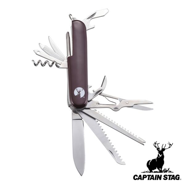 サイズ/収納時：約幅2.5×奥行9.4×高さ2cm重量/約100g内容量/1個付属品：キーリング材質/本体：ABS樹脂金属部：ステンレス鋼生産国/中国製●1本で13機能を備えた多機能ナイフです。●コルク抜きや缶切りも付いて屋外の自炊にも重宝...