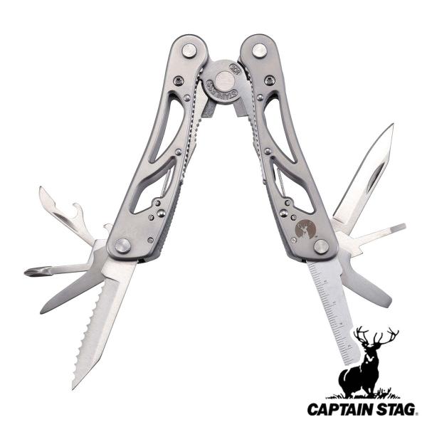 サイズ/収納時：約幅5.4×奥行10.5×高さ2.1cm使用時：約幅6.5×長さ16.5cm重量/約240g内容量/1個材質/金属部：ステンレス鋼樹脂部：ポリプロピレン生産国/中国製●1本で13機能を備えた多機能ペンチです。●使わない時はコ...