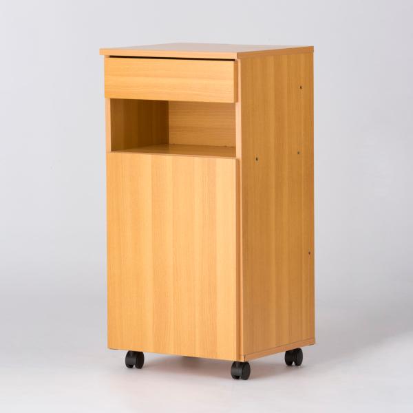 サイズ/約幅40×奥行35×高さ79.5cm重量/約15kg内容量/1台付属品：キャスター（ストッパー有り：2個、ストッパー無し：2個）、傷防止用フェルト材質/板材：パーティクルボード、MDF表面加工：強化プリント紙貼り種類/ナチュラル、ホ...