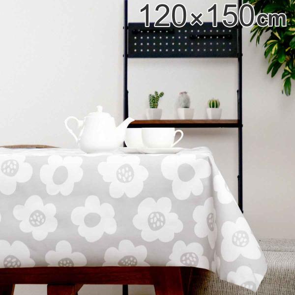 サイズ/約横150×縦120cm内容量/1枚材質/表面：塩化ビニル樹脂、中間層：ポリエステル、裏面：アクリル樹脂カラー/花柄グレー生産国/日本製耐熱温度/60度●手軽に模様替えできるテーブルクロス花柄120×150cm●機能性抜群●テーブル...