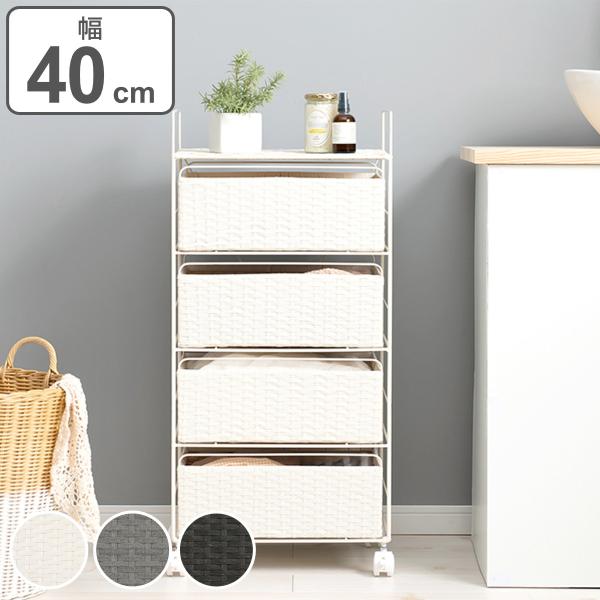 サイズ/約幅40×奥行30×高さ85cm内容量/1台材質/フレーム：スチール引出：ポリエチレン種類/ホワイト、グレー、ダークブラウン生産国/ベトナム製引き出し段数/4段キャスター/付き組立状態/完成品（一部取付）●手軽に使えるラタン調ランド...