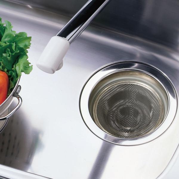 サイズ/約高さ4.5cm直径：約13cm口径（くぼみ部分の直径）：約9.5cm重量/約30g内容量/1個材質/ステンレス原産国/中国●排水口に流れるゴミをキャッチする、ステンレス製ゴミ受けです。●排水口の嫌なニオイ・ヌメリを防ぎ、水周りを清...