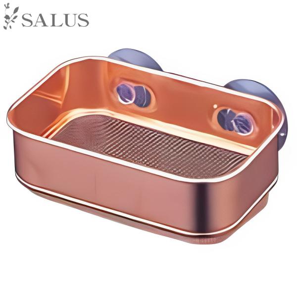 サイズ/約幅17×奥行12×高さ7.5cm重量/約143g内容量/1個成分/銅、塩化ビニル樹脂生産国/日本製パーツ別耐熱温度/吸盤：110度●ヌメりにくい銅製で清潔に使えるスポンジラックです。●水切れの良いメッシュ構造で水が溜まりにくく衛生...