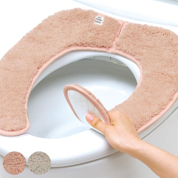 サイズ/洗浄暖房型・普通型（O型・U型）兼用内容量/1枚材質/表面・基布：ポリエステル100％裏面：アクリル樹脂100％種類/ピンク、ベージュ生産国/中国製洗濯/洗濯機使用可能乾燥機/使用不可●便座にのせるだけで取り替え簡単な吸着便座シート...