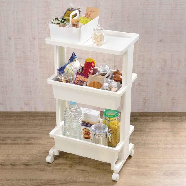 サイズ/約幅45×奥行30×高さ80.5cm重量/約2.1kg内容量/1台材質/天板・本体・支柱・脚：ポリプロピレンキャスター：ポリプロピレン（鉄芯入り）生産国/日本製キャスター/付き耐荷重/本体各段：5kg天板耐荷重/3kg組立状態/お客...