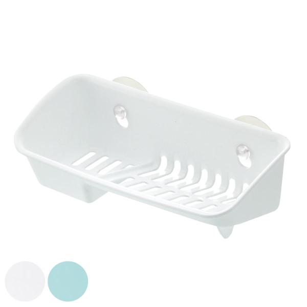 サイズ/約幅23×奥行12×高さ7.5cm内容量/1個材質/ポリプロピレン、塩化ビニル樹脂種類/ホワイト、ミントブルー生産国/日本製パーツ別耐熱温度/本体：120度吸盤：70度●抗菌加工が施されており、衛生的に使えるたわし入れです。●コンパ...
