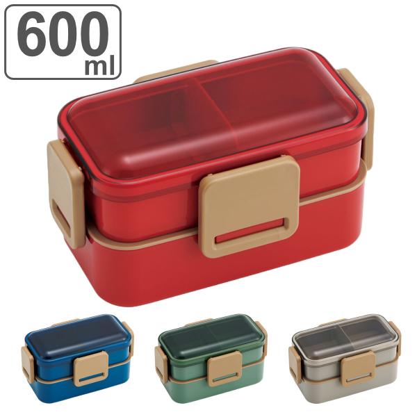 サイズ/約幅16.9×奥行10×高さ9cm容量/総容量：600ml上段：230ml、下段：370ml内容量/1個（本体、仕切り）材質/蓋：AS樹脂本体・中蓋・止め具・仕切り：ポリプロピレンパッキン：シリコーン種類/チェリーレッド、セージグリ...